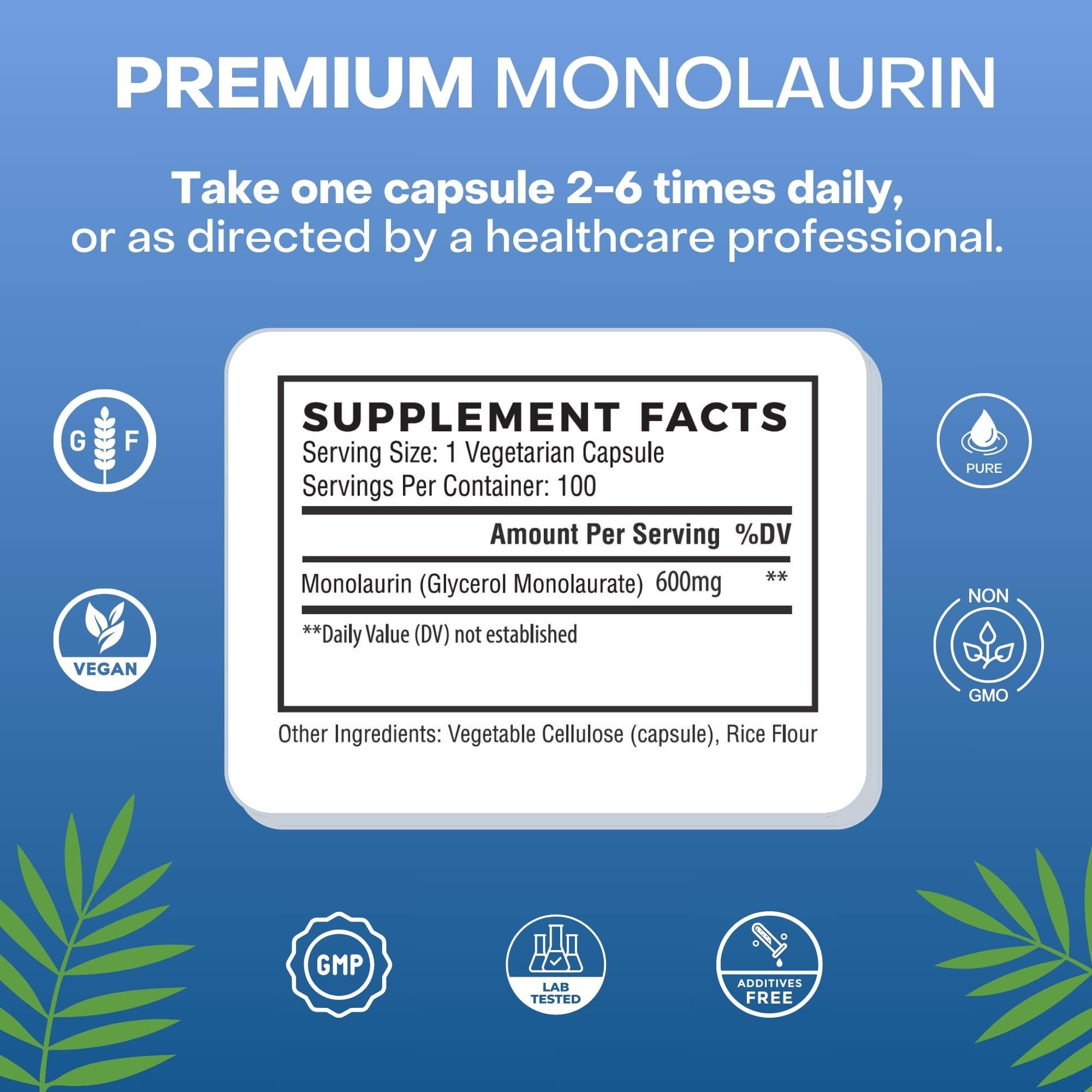 Monolaurin Supplement 600mg Capsules – Natural Cure Labs